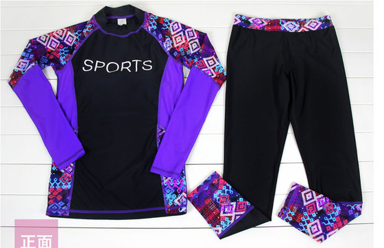 2019 UV Protection Swimming suit for women long sleeve and legs swimwear shorts pants set beach surf clothes swimsuit supplier