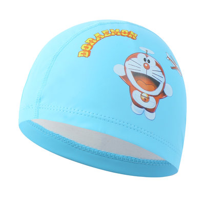 Cartoon dolphin waterproof PU long hair fabric ear protection kids swimming pool water sport swimming cap hat for boys supplier