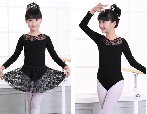 New Children Latin Dance Dress Long Sleeve Lace Sequin Kids Latin Dresses Girls Stage Performance supplier