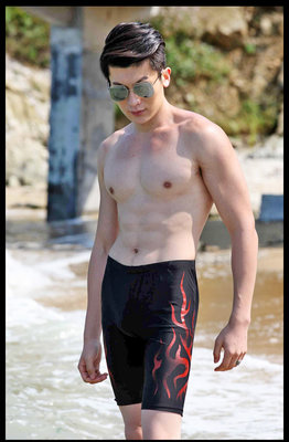 Men's brand swim mens beach Surf swimsuit knee length bathing swimming shorts male sports bath supplier