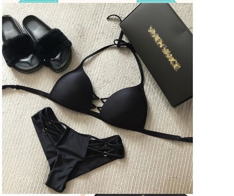 Womail Sexy Beach Bikini Set Mid Waisted Women Solid Color Sport Split Swimwear supplier