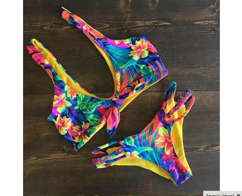 2019 Ruffle Women Swimsuit Cross Bandage Swimwear Push Up Bikini Set Beach supplier