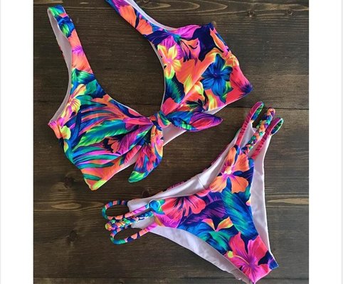 2019 Ruffle Women Swimsuit Cross Bandage Swimwear Push Up Bikini Set Beach supplier