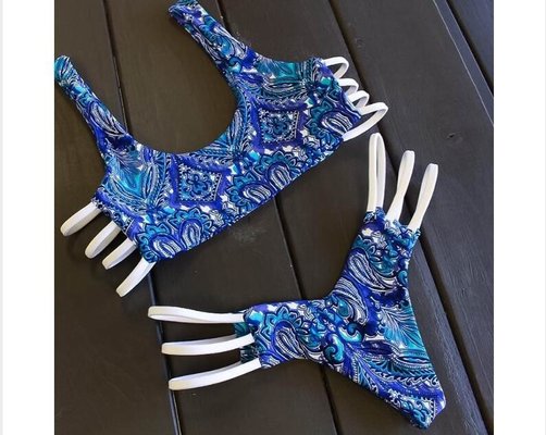 2019 Ruffle Women Swimsuit Cross Bandage Swimwear Push Up Bikini Set Beach supplier