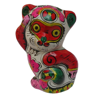 Colored Drawing on Pottery Clay Sculpture Chinese Zodiac Monkey