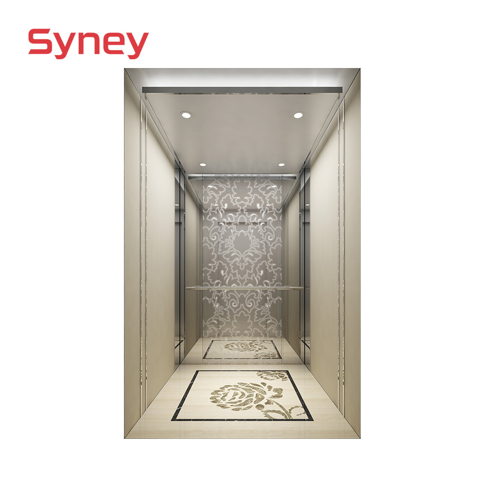China Good Price Mirror Etching Gearless Traction Product Panoramic Villa Home Residential Passenger Elevator Lift