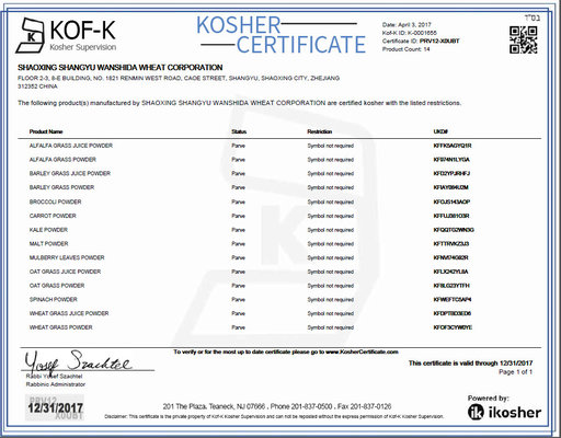 Kosher Certified Oat Grass Powder Food Grade Avenasativa L. Export  Worldwide