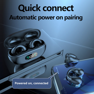 2023 hot selling ear clip tws earbuds wireless bluetooth earphone quick connect hifi sound true wireless earbuds