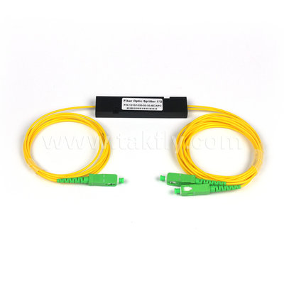 1 to 2 SC APC fiber optic PLC splitter ABS box type 2.0mm 1.5m in & out fiber