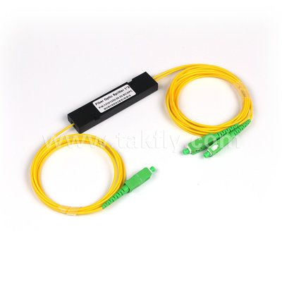 1 to 2 SC APC fiber optic PLC splitter ABS box type 2.0mm 1.5m in & out fiber