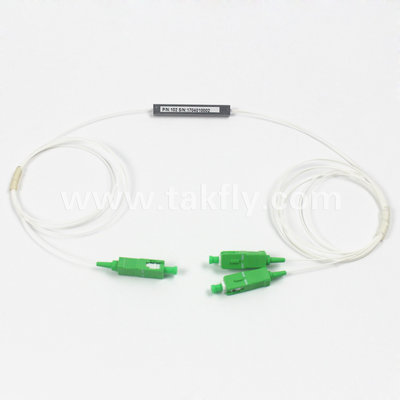 1 to 2 SC APC fiber optic PLC splitter mini mode type 0.9mm 1.5m in & out fiber