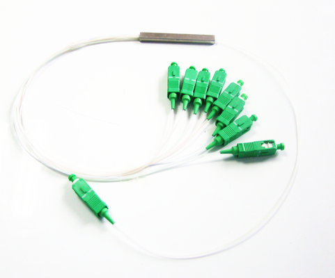 1 to 8 SC APC fiber optic PLC splitter mini mode type 0.9mm 1.5m in & out fiber