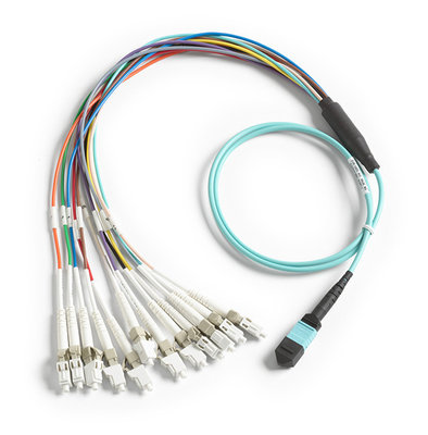 Customized 8/12/24fiber OM3 MPO/MTP jumper MPO-LC fiber patch cord