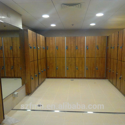 6 Door Compact Laminate Locker with Bench for GYM for Sauna Center
