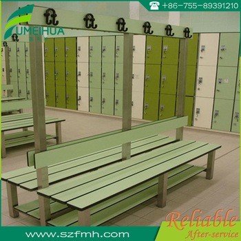 6 Door Compact Laminate Locker with Bench for GYM for Sauna Center