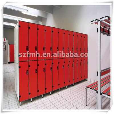 6 Door Compact Laminate Locker with Bench for GYM for Sauna Center