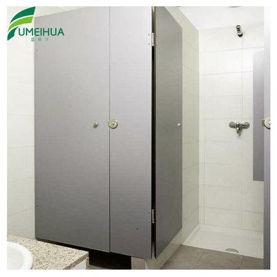 ce certificated Waterproof Wood Color Phenolic Resin Compact Toilet Partition with nylon hardware