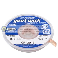 China Goot  3.0mm solder wick CP-3015 BGA Desoldering Wick 3.0mm x 1.5m solder wire ,Braid Solder Remover wick flux supplier