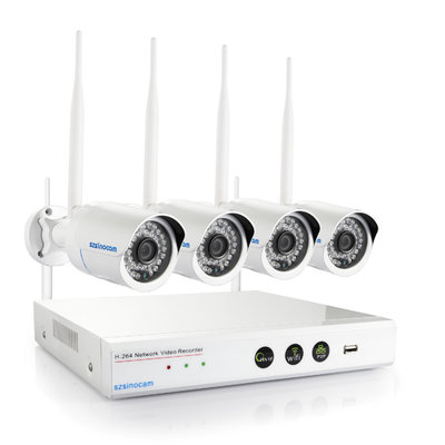 4CH Wireless NVR KITS P2P 4pcs WIFI IP Camera For Outdoor / Indoor Waterproof