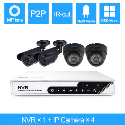 Black 4 Channel Wireless Security Camera System For Outdoor & Indoor