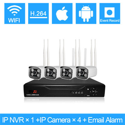 Waterproof POE NVR Kit Security Surveillance Camera ONVIF H.264 With Emial Alarm