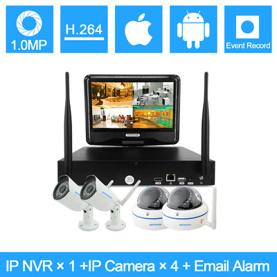 4CH 720P 960P 2.4Ghz Wireless Full HD Kit With 2 Bullet + 2 Dome IP Network Cameras