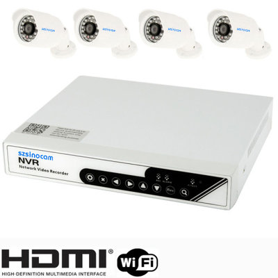 720p/960p/1080p HDMI WIFI 4ch NVR KIT IP66 P2P CCTV Camera System
