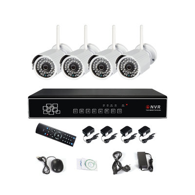 High Definition Waterproof 4 Channel Wireless NVR Kits Surveillance Cameras