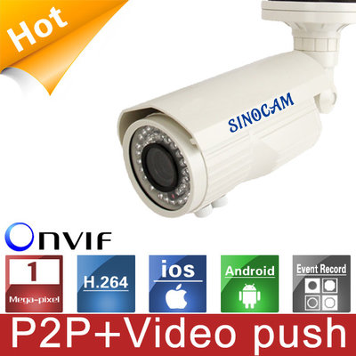 H.264 1.0MP 720P P2P IP Camera , 1/4" CMOS Waterproof Outdoor Cloud Network