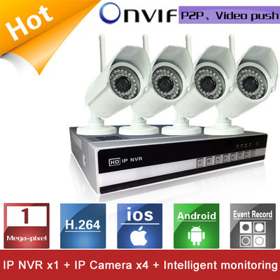 Plug And Play 4CH 720P NVR Kit Onvif P2P Wifi Camera For Shop / Office