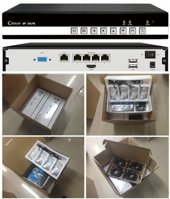 Real Time 4CH 1 MP NVR Kit , WDR Low Lux Network IP Dome Camera