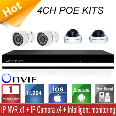 P2P POE Motion Detection h.264 Network Digital Video Recorder system 1*2TB HDD