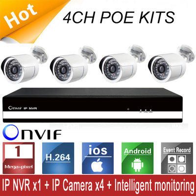 IP POE Bullet NVR Kit 1.0MP High Resolution Motion Detection 1 x 2TB HDD