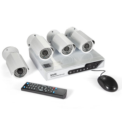 4CH 1.0MP Wifi IP Camera System NVR Kit For Shop / Office Easy Installation 