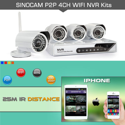 4CH 720P / 960P WIFI Cloud IP Camera System NVR Kit FTP Upload