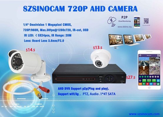 720P HD AHD OV9712 + NVP2431H Analog CCTV Camera with AHD Digital Video Recorder
