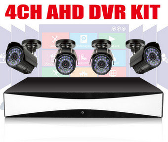 Outdoor Day / Night Waterprof Bullet CCTV DVR Kit 4CH 1MP High Resolution