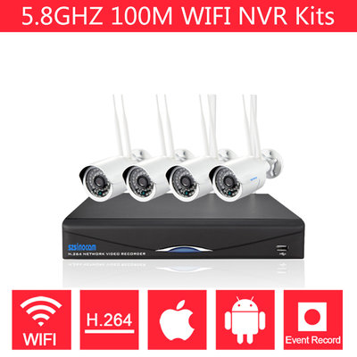 Motion Detection NVR Kit , 1.3MP 5.8GHZ CCTV Wireless IP Camera