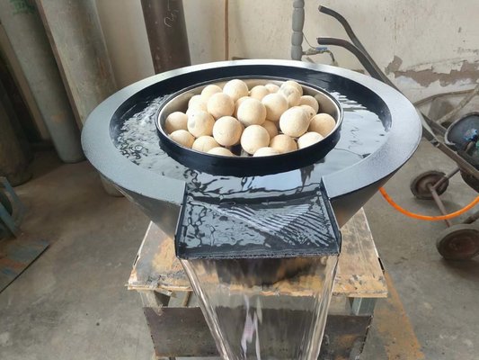 Decorative black round water fountain gas fire pit bowls fire water bowl