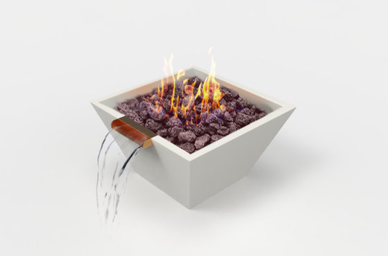 Outdoor steel water fountain gas water fire waterfall bowls heaters for outdoor garden