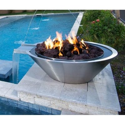 Good quality Stainless Steel Fountain Gas Water Fire Bowl For Swimming Pool