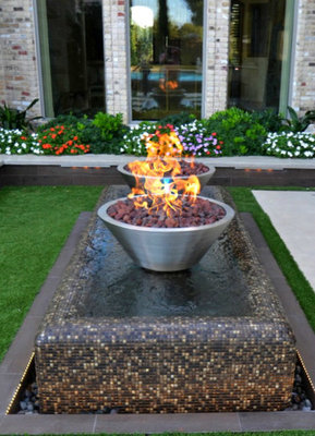 Good quality Stainless Steel Fountain Gas Water Fire Bowl For Swimming Pool