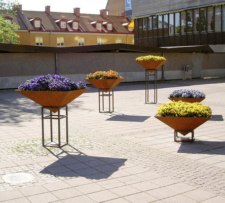Great use shape silver color garden decor corten steel planter
