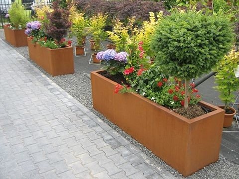Different Color Tall Planter, Garden Basket, Corten Steel Irregular Metal Planter