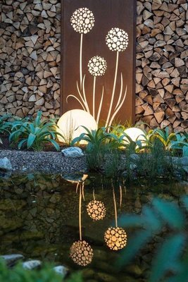 Rustic corten steel trees and leaves metal macrame wall hanging art