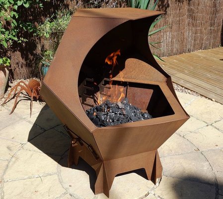 Dia30" Round Big Moon And Star Corten Garden Fire Pit Ring