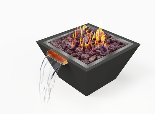 Outdoor steel water fountain gas water fire waterfall bowls heaters for outdoor garden