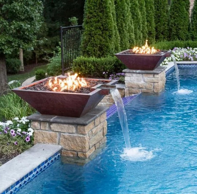 Custom Outdoor Metal Cascade Water Fire Bowls For Garden Decor