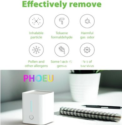 Table top mini air purifier with UVC LED disinfection function and active carbon PM2.5 purification