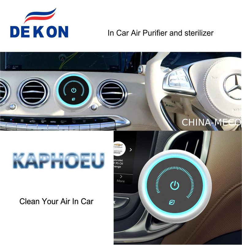 CAR air purifier and sterilizer with UVC led lamp + photocatalyst filter and carbon filter clean the air in your car